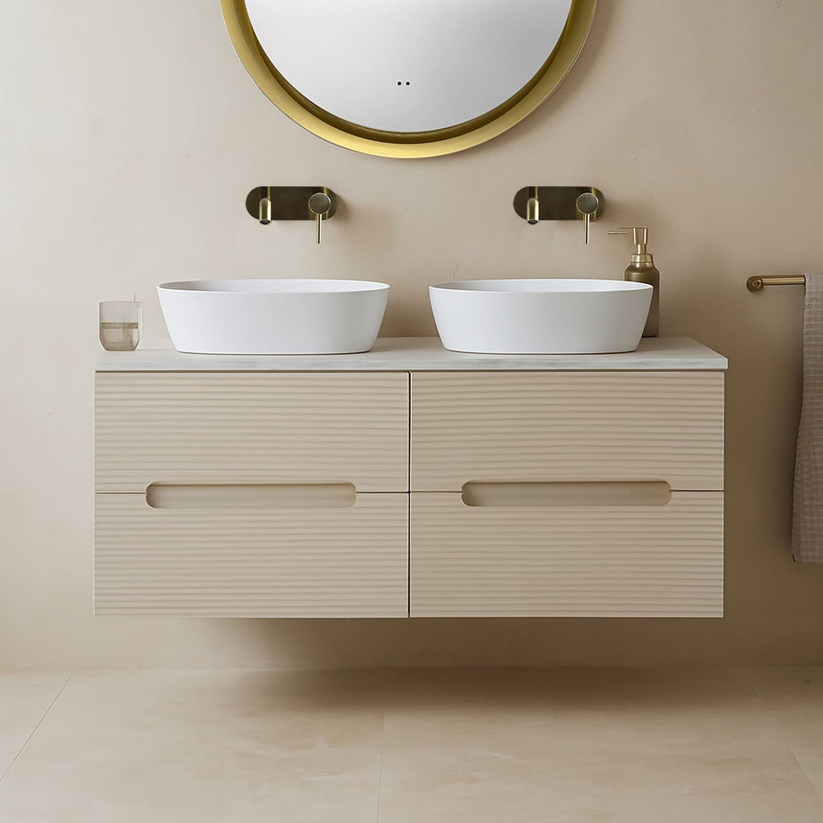 Tailored Monza Plus 1200mm 4 Drawer Fluted Wall Hung Double Vanity Uni ...