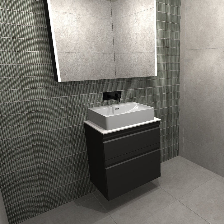 Dansani 60cm Integrated handle vanity unit with worktop and basin in M ...