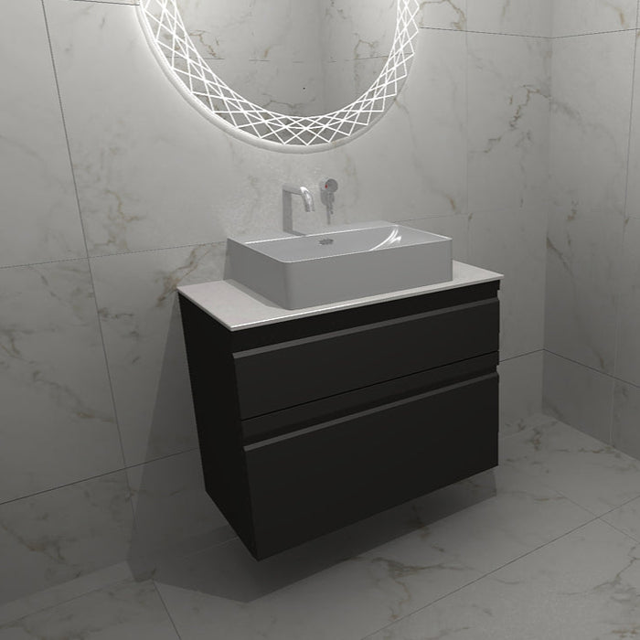 Dansani 80cm Integrated handle vanity unit with worktop and basin in M ...