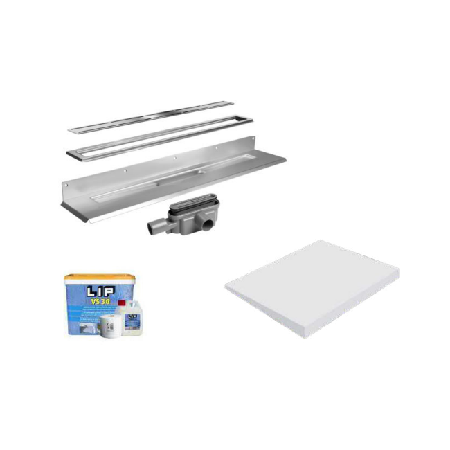 UniSlope 1K Short Linear Anniversario Grate and 12mm Wetroom Shower Ki ...