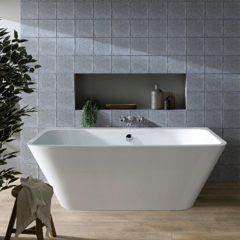 BC Designs Ancora Square Back To Wall Freestanding Double Ended Bath w ...