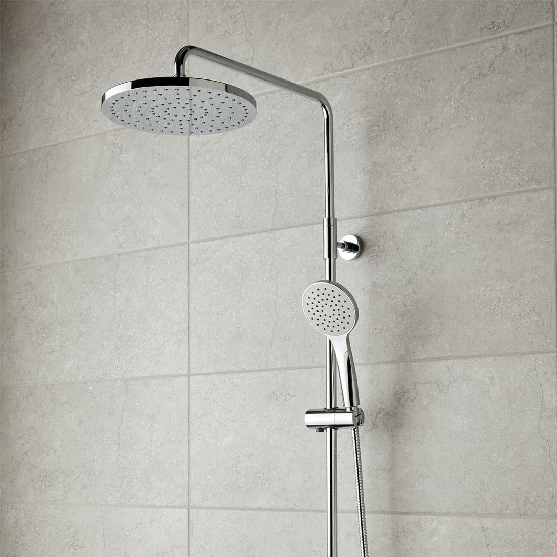 Vado Velo Round Thermostatic Bar Mixer Shower With Shower Kit And Fixe ...