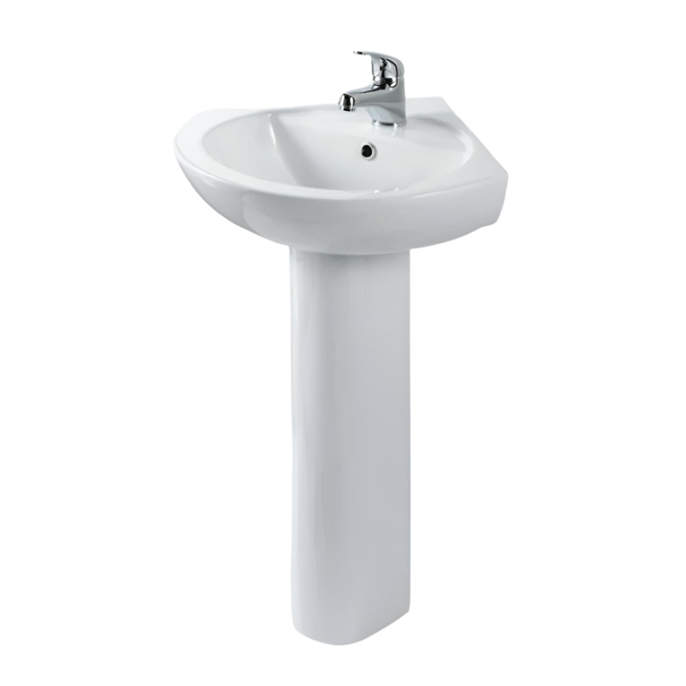 Eastbrook Loire Wall Hung Corner Basin With Full Pedestal - 560mm Wide ...