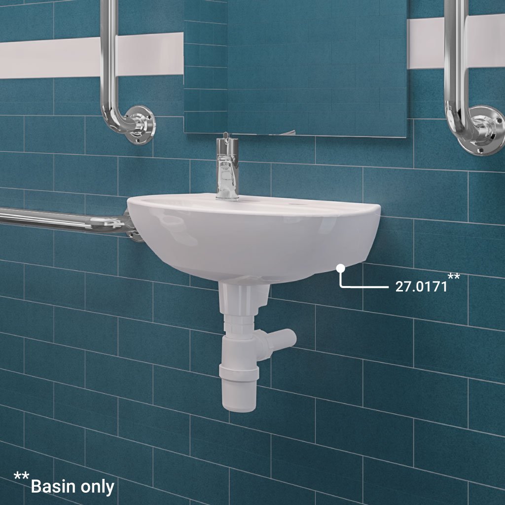 Eastbrook Wall Hung Cloakroom Basin For Doc M Pack - 360mm Wide - 1 TH ...