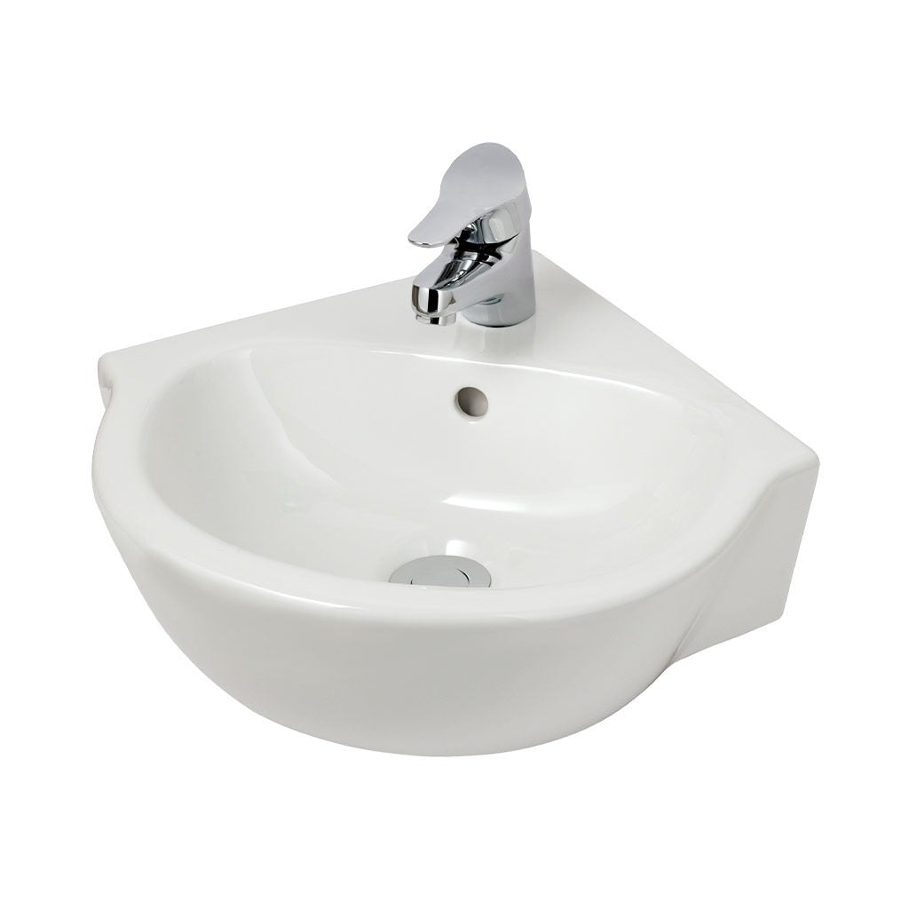 Eastbrook Wall Hung Corner Basin - 450mm Wide - 1 Tap Hole - White ...
