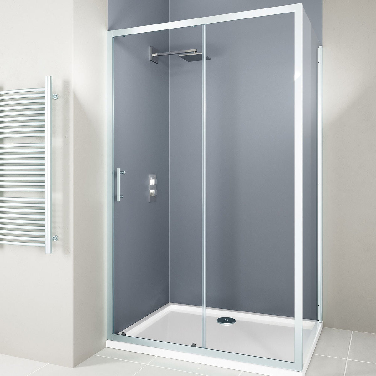Flair Hydro Express 6mm Sliding Shower Door with Semi Framed Side Pane ...