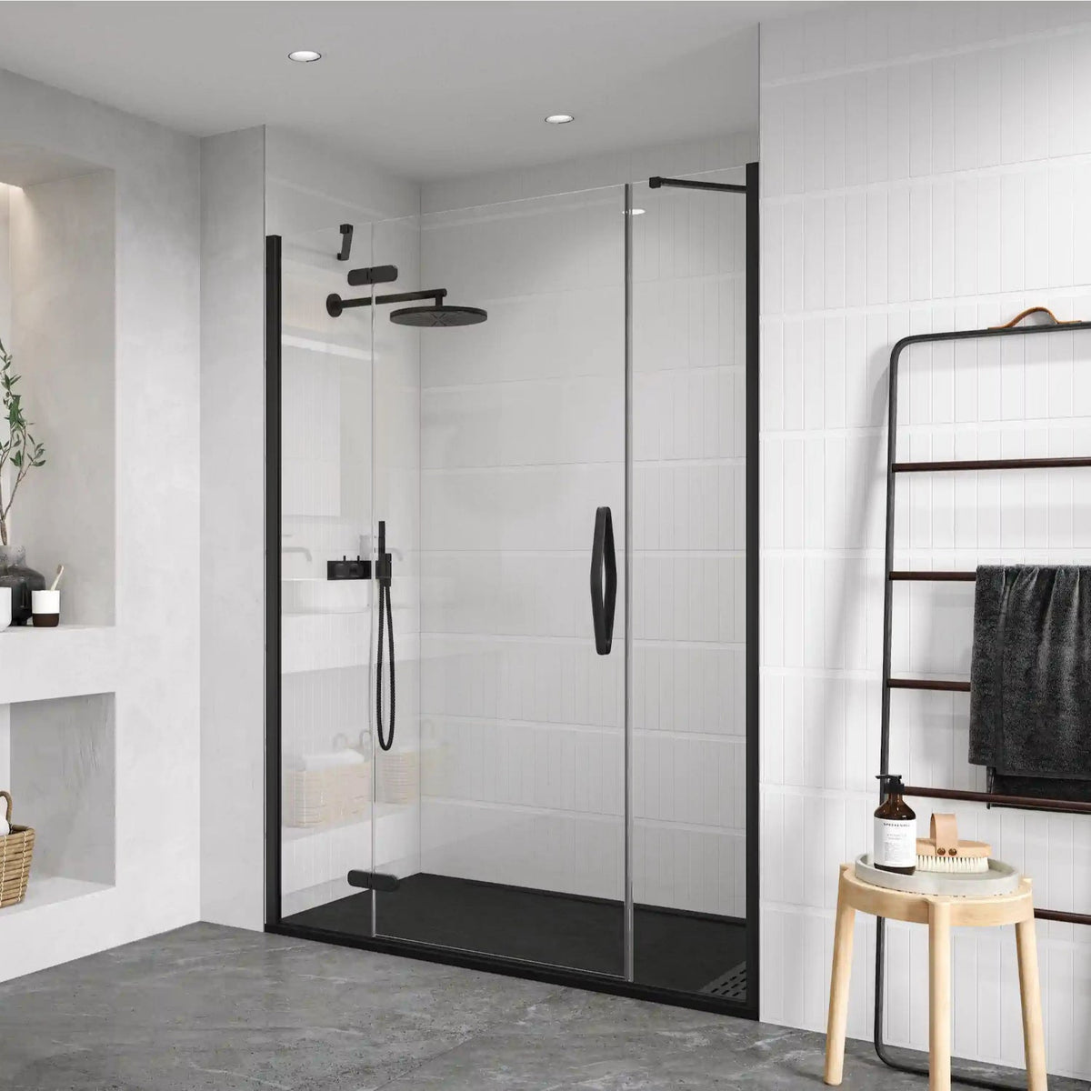 Flair Oro 8mm Recessed Hinged & Inline Shower Door with Inline Panel ...