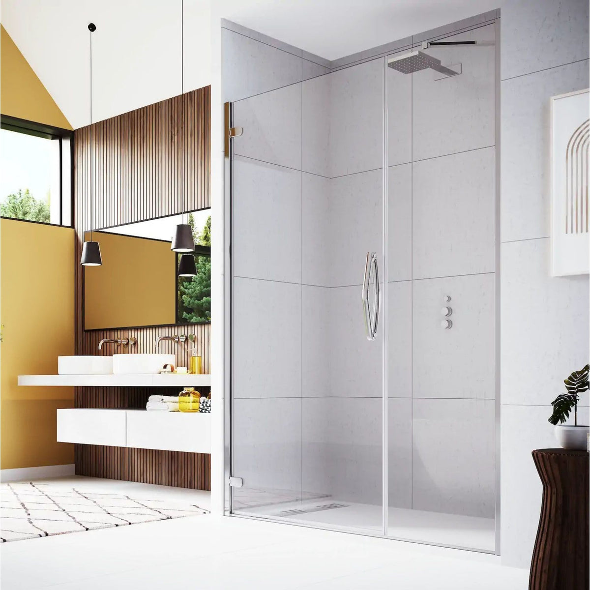 Flair Oro 8mm Recessed Hinged Shower Door with Inline Panel — Bathroom ...