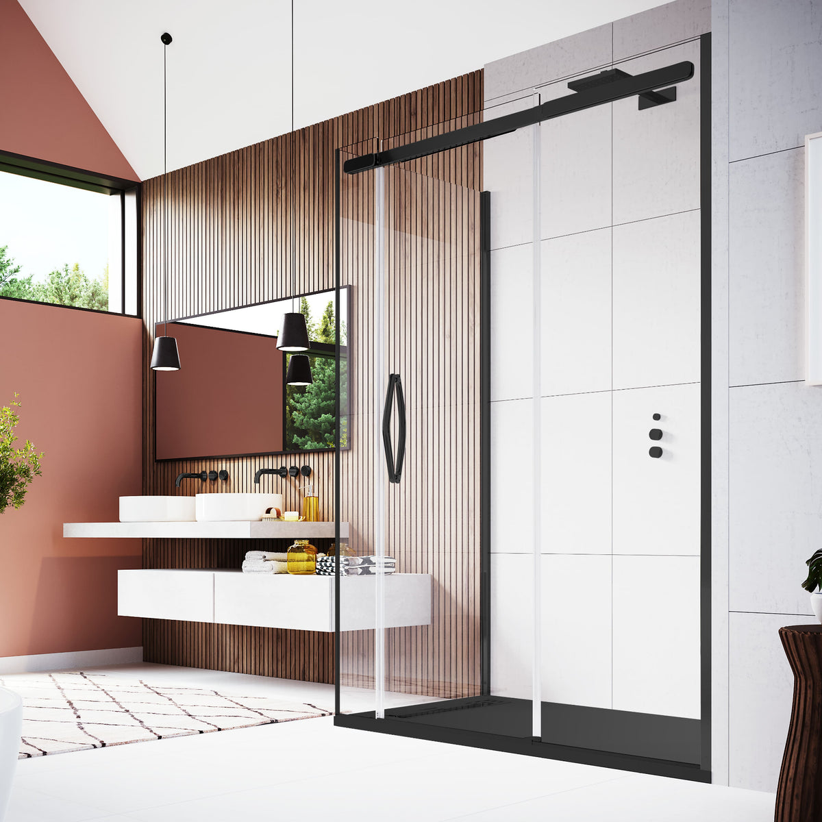 Flair Oro 8mm Sliding Shower Door with Two Inline Panels and Frameless ...