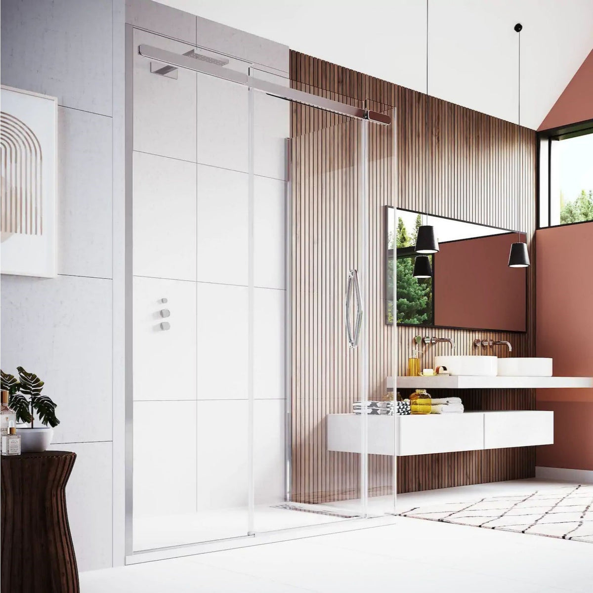 Flair Oro 8mm Sliding Shower Door with Two Inline Panels and Frameless ...