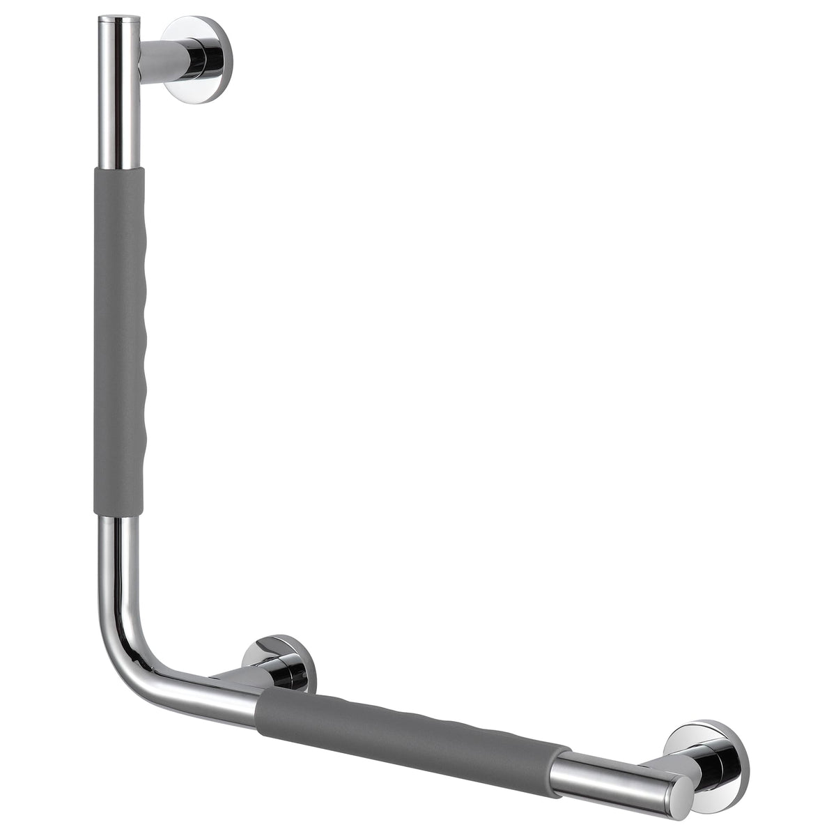 Flair Soul 90° Angled Grab Bar with Rubber Grip - Chrome — Bathroom Outlet