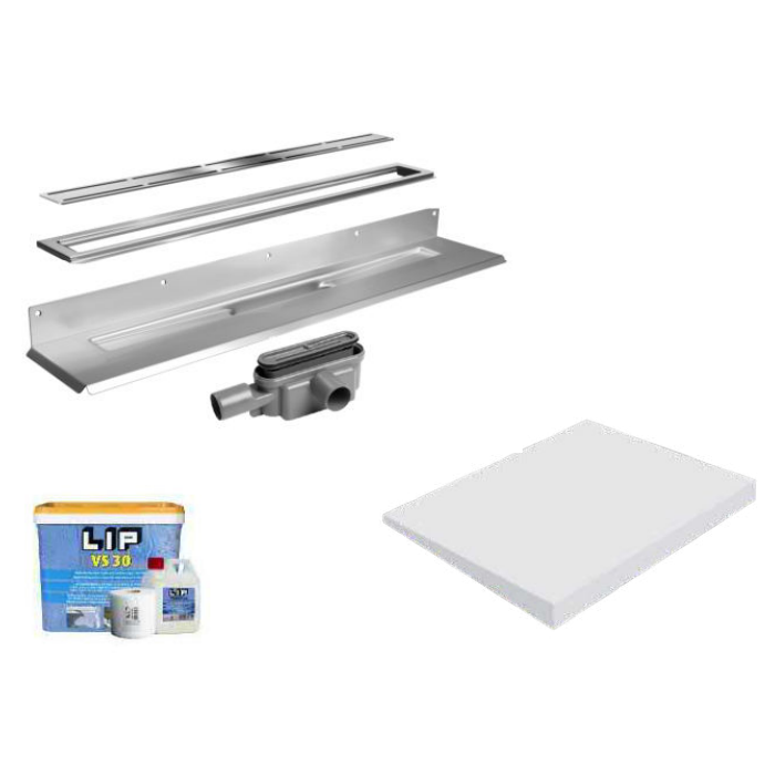 UniSlope 1K Long Linear Anniversario Grate and 12mm Wetroom Shower Kit ...