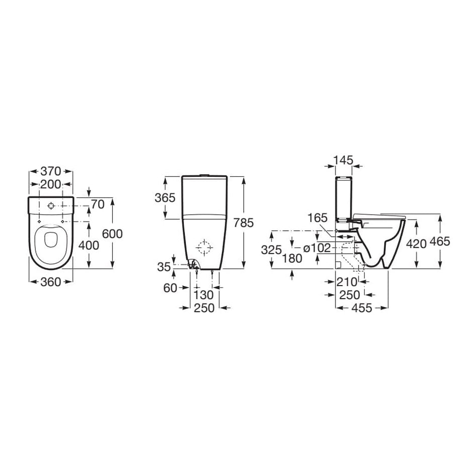 Roca Ona Rimless Close Coupled Toilet With Cistern And Soft Close Seat ...