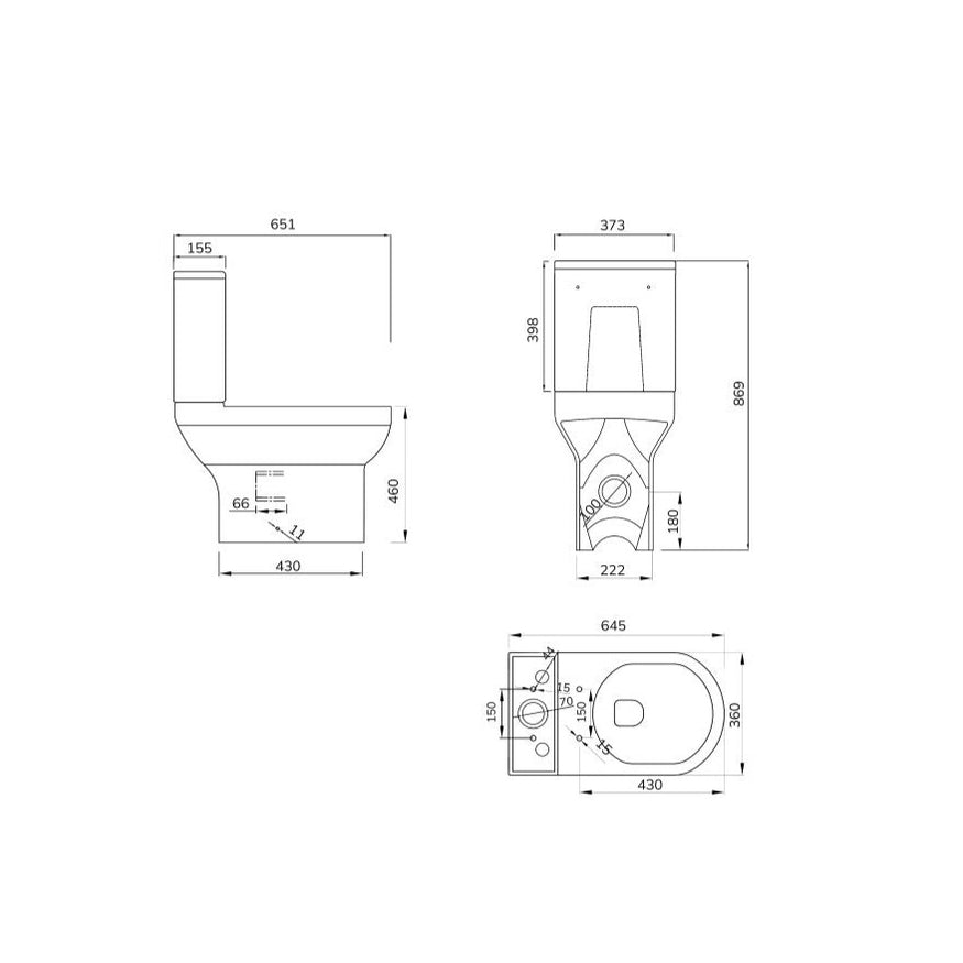 Sonas Base Rimless Comfort Height Open Back Close Coupled Toilet And S ...