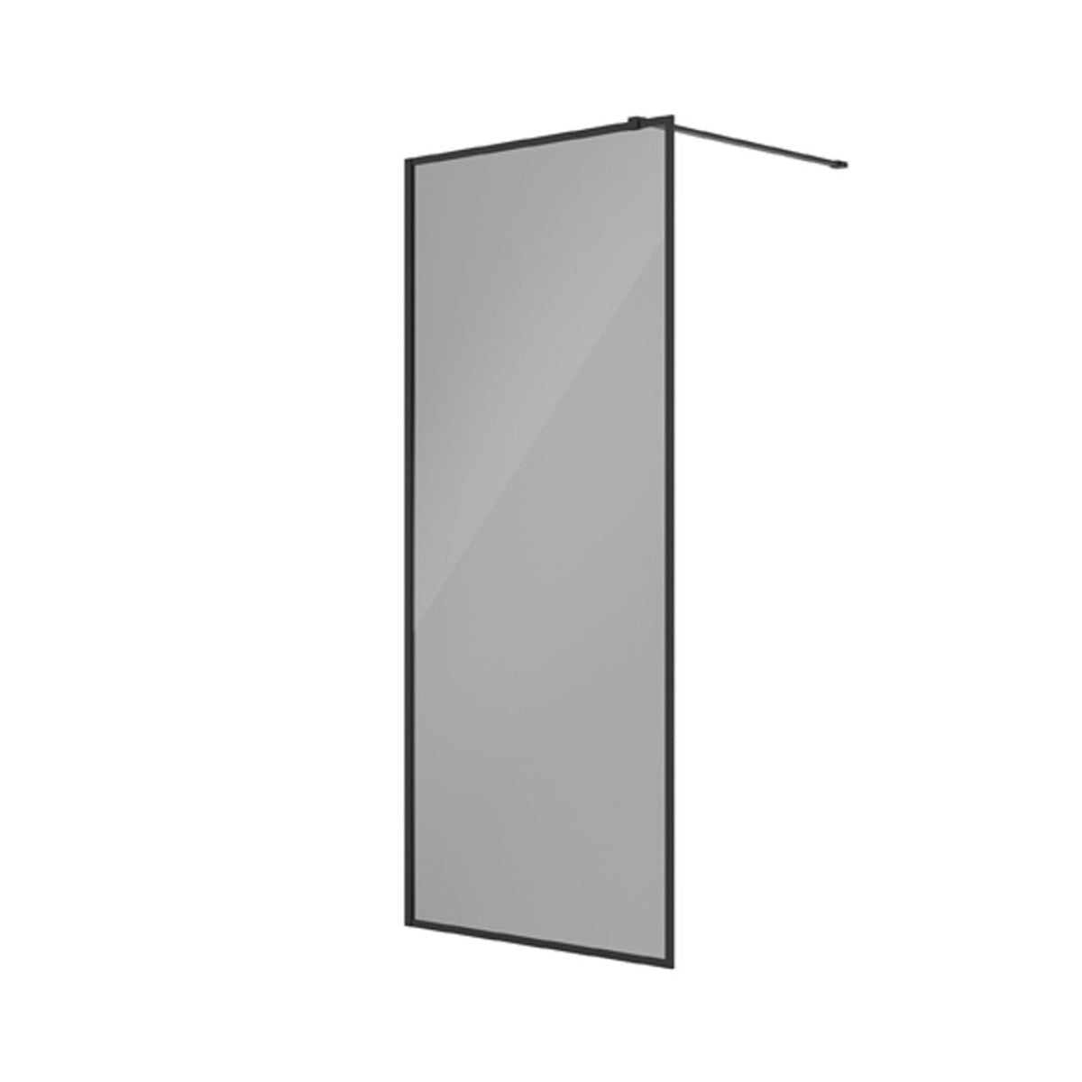 Sonas Mirage Wetroom Panel - 8mm Smoked Glass - Matt Black — Bathroom Outlet